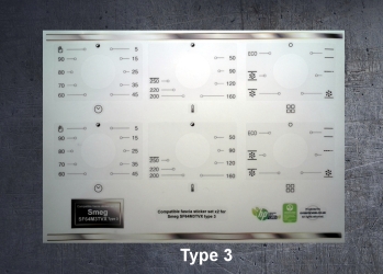 Smeg SF64M3TVX compatible fascia sticker set x2, all variants ...